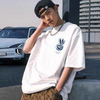 China Men's Summer Cool Street Fashion T-Shirt Hip Hop Style Chinese Cartoon Pattern Loose Pullover Short Sleeve for Couples for sale