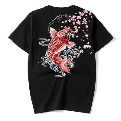 China Customizable Men's Casual T-Shirt with Embroidery 100% Cotton Knitted Fabric O-Neck & Solid Color Printing Unique Pattern Design for sale
