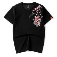 China Customizable Men's Casual T-Shirt with Embroidery 100% Cotton Knitted Fabric O-Neck & Solid Color Printing Unique Pattern Design for sale