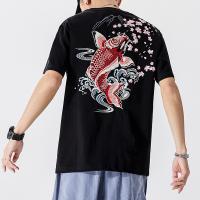 China Customizable Men's Casual T-Shirt with Embroidery 100% Cotton Knitted Fabric O-Neck & Solid Color Printing Unique Pattern Design for sale