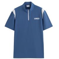China Customized Summer Short Sleeved Unisex Golf Half Zip for Shirt Silk Screen Printed Logo Knitted 100% Polyester Breathable for sale