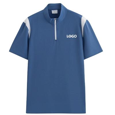 China Customized Summer Short Sleeved Unisex Golf Half Zip for Shirt Silk Screen Printed Logo Knitted 100% Polyester Breathable for sale