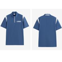 China Customized Summer Short Sleeved Unisex Golf Half Zip for Shirt Silk Screen Printed Logo Knitted 100% Polyester Breathable for sale