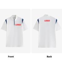 China Customized Summer Short Sleeved Unisex Golf Half Zip for Shirt Silk Screen Printed Logo Knitted 100% Polyester Breathable for sale