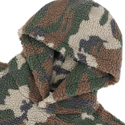 China 2025 Winter Unisex Zipper-Up Oversized Camouflage Printed Fleece Hoodie Jacket with Breathable & Windproof Features ODM Pocket for sale
