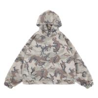 China 2025 Winter Unisex Zipper-Up Oversized Camouflage Printed Fleece Hoodie Jacket with Breathable & Windproof Features ODM Pocket for sale