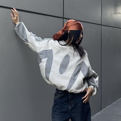 China Low MOQ Customized Color Block Splicing 3D Embroidery Oversized Pullover Winter Hoodie Pocket Hip Hop Polyester/Cotton Blend for sale