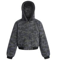 China Custom Vintage Snow Wash Camouflage Fleece Zipper-Up Hoodie 95% Cotton 5% Polyester Breathable Windproof ODM Unisex Winter for sale