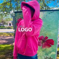 China Custom Men Hoodies 3D Rhinestone Winter Streetwear Printed Vintage Designer Clothes 100% Cotton Oversized for sale