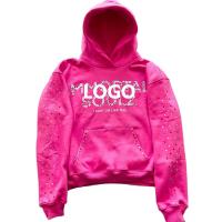 China Custom Men Hoodies 3D Rhinestone Winter Streetwear Printed Vintage Designer Clothes 100% Cotton Oversized for sale