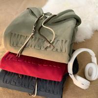 China Support Customization Winter Embroidered Alphanumeric Knitted Polyester/Cotton Hoodies Thick Raised Prints Oversized Fit for sale