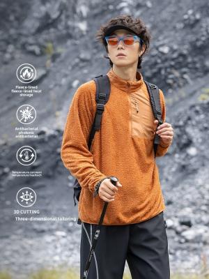 China Outdoor Fleece Zipper Front Sports Hoodie with Stand Collar Breathable Windproof 100% Polyester Oversized Fit Embroidered Unisex for sale