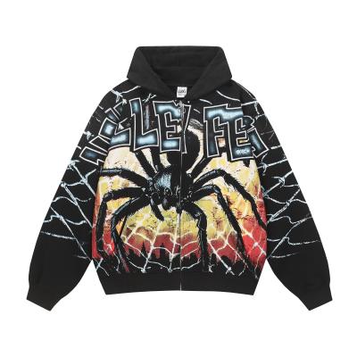 China Custom Men Hoodies 100% Cotton Heavyweight Acid Wash High-End Quality Zipper Design Loose Fit Autumn Winter Fleece ODM Supply for sale