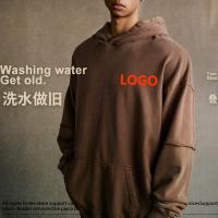 China 2025 Unisex Winter Pullover Hoodie 100% Cotton 370gsm Oversized Solid Acid Washed Comfort Fit for sale