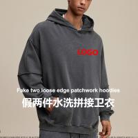 China 2025 Unisex Winter Pullover Hoodie 100% Cotton 370gsm Oversized Solid Acid Washed Comfort Fit for sale