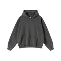 China 2025 Unisex Winter Pullover Hoodie 100% Cotton 370gsm Oversized Solid Acid Washed Comfort Fit for sale