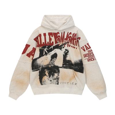 China Men's High Quality Classic Winter Hoodie Stone Washed Pure Cotton Heat Transfer Printing Zipper American Retro Leisure Style for sale