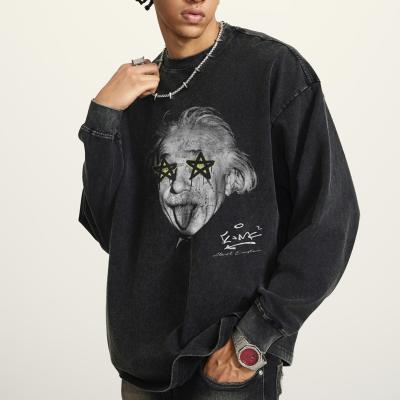 China Men's Vintage Crewneck Sweatshirts Custom Embroidered Oversized Hoodies Solid Pattern Warm Casual Wear Cool 100% Cotton Knitted for sale