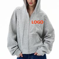 China Customized Designer Unisex Winter ODM Oversized Zipper Rhinestone Hoodie Retro Style Diamond Inlaid pink 100% Cotton Breathable for sale