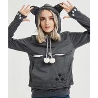 China Embroidered 3D Cat Hoodie with Kangaroo Pocket Autumn Pet Cat Owner Design ODM Supply 100% Polyester Windproof for sale