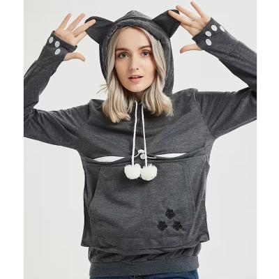 China Embroidered 3D Cat Hoodie with Kangaroo Pocket Autumn Pet Cat Owner Design ODM Supply 100% Polyester Windproof for sale