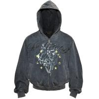 China Unisex Retro American Zipper-Up Hoodie 100% Cotton Heavy Weight Fleece Digital Printing Stone Sun Fade Design Autumn ODM for sale