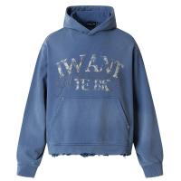 China Washed Make Old Worn-out Letter Printed Heavyweight Looped 100% Cotton Breathable Windproof Oversized Fit Hoodie Pocket Winter for sale