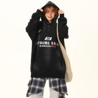 China Vintage Acid Wash Oversized Hooded Winter Button Letter Fleece Pullover Hoodie ODM Supply Unisex for sale