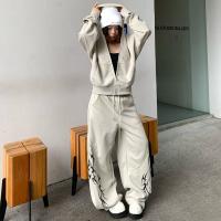 China ODM/OEM Printed Breathable Vintage Deconstruction Side Curved Knife Wide Leg Zipper Sweatpants Loose Versatile Commuting Street for sale