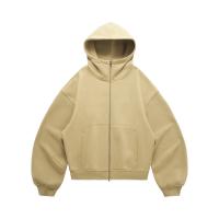 China Customized ODM Unisex Curved Sleeve Embroidered Print Knitted Boxy Hoodie Spring 2025 Zipper-Up Windproof Breathable Jacket for sale