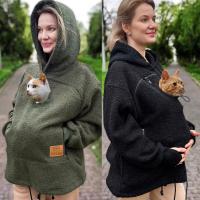 China Cat Kangaroo Pocket Plush Hoodie 100% Polyester Jersey Fabric Breathable Windproof Anti-Pilling Unisex Winter Embroidered Print for sale