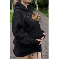 China Cat Kangaroo Pocket Plush Hoodie 100% Polyester Jersey Fabric Breathable Windproof Anti-Pilling Unisex Winter Embroidered Print for sale