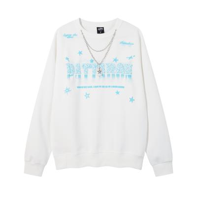 China Custom Blue 3D Hip-Hop Crewneck Knitted ODM Unisex Oversized Breathable 60% Cotton 40% Polyester Autumn Hoodie Digital Printing for sale