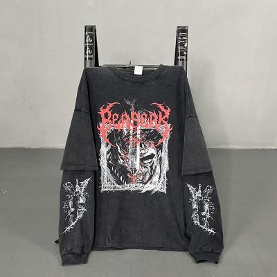 China Comfortwash Loose Vintage Washed 100% Cotton Crewneck Pullover Hoodie Solid Pattern Autumn ODM Unisex Casual Windproof for sale