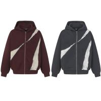 China Washed Fleece Zip-Up Oversized Hoodie Unisex Polyester/Cotton Blend Anti-Wrinkle Windproof Breathable 3D Pattern Winter for sale