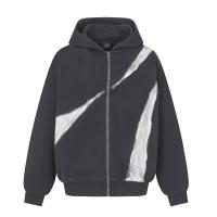 China Washed Fleece Zip-Up Oversized Hoodie Unisex Polyester/Cotton Blend Anti-Wrinkle Windproof Breathable 3D Pattern Winter for sale