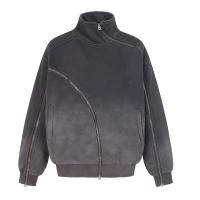 China Unisex Washed Fleece Zipper-Up Hoodie with 3D Rhinestone Design Oversized Fit Breathable Windproof Anti-Pilling Winter for sale
