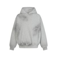 China Acid Washed Black Fleece Zip-Up Hoodie Unisex Oversized with Pockets Polyester/Cotton Blend Winter Windproof & Breathable 550g for sale