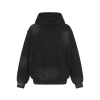 China Acid Washed Black Fleece Zip-Up Hoodie Unisex Oversized with Pockets Polyester/Cotton Blend Winter Windproof & Breathable 550g for sale