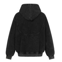 China Winter Knitted Red/Burgundy/Black Vintage Washed Unisex Oversized Zipper-Up Hoodie with 3D Pattern Pocket-Windproof Breathable for sale