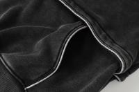 China Dark Grey Washed Heavyweight Fleece Winter Hoodie Reflective Strip 3D Pattern Vintage Style Oversized Fit Breathable Windproof for sale