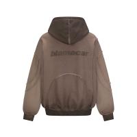 China Oversized Washed Black Hoodie 3D Pattern Zipper-Up Fleece Unisex Acid Wash Winter Breathable Windproof Anti-Pilling ODM Pocket for sale