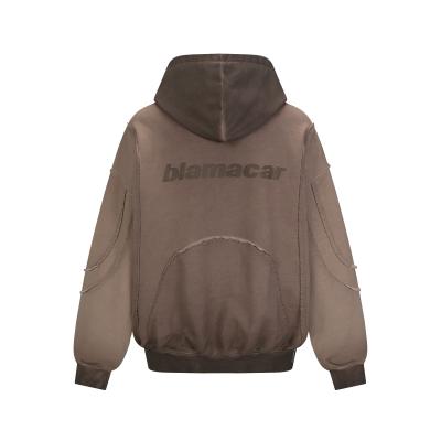 China Oversized Washed Black Hoodie 3D Pattern Zipper-Up Fleece Unisex Acid Wash Winter Breathable Windproof Anti-Pilling ODM Pocket for sale
