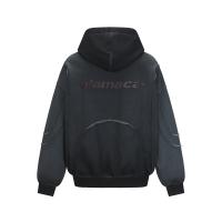 China Oversized Washed Black Hoodie 3D Pattern Zipper-Up Fleece Unisex Acid Wash Winter Breathable Windproof Anti-Pilling ODM Pocket for sale