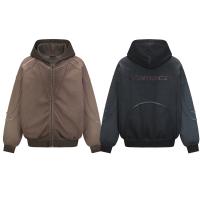 China Oversized Washed Black Hoodie 3D Pattern Zipper-Up Fleece Unisex Acid Wash Winter Breathable Windproof Anti-Pilling ODM Pocket for sale