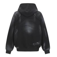 China Washed Grey Oversized Jersey Hoodie Polyester/Cotton Blend 3D Pattern Windproof Breathable Winter Pullover Pocket Unisex for sale