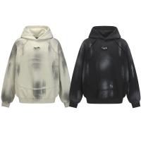 China Washed Grey Oversized Jersey Hoodie Polyester/Cotton Blend 3D Pattern Windproof Breathable Winter Pullover Pocket Unisex for sale