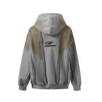 China Cool Vintage Embroidered Washed Acid Tie Dye Fleece Zip-Up Hoodie with 3D Sitka Gradient Design Full Zip Oversized Gray for sale