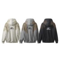 China Cool Vintage Embroidered Washed Acid Tie Dye Fleece Zip-Up Hoodie with 3D Sitka Gradient Design Full Zip Oversized Gray for sale