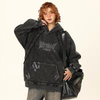 China Black Acid Washed Washed Vintage Oversized Unisex Polyester/Cotton Fleece Pullover Hoodie Winter Pocket Windproof Breathable for sale